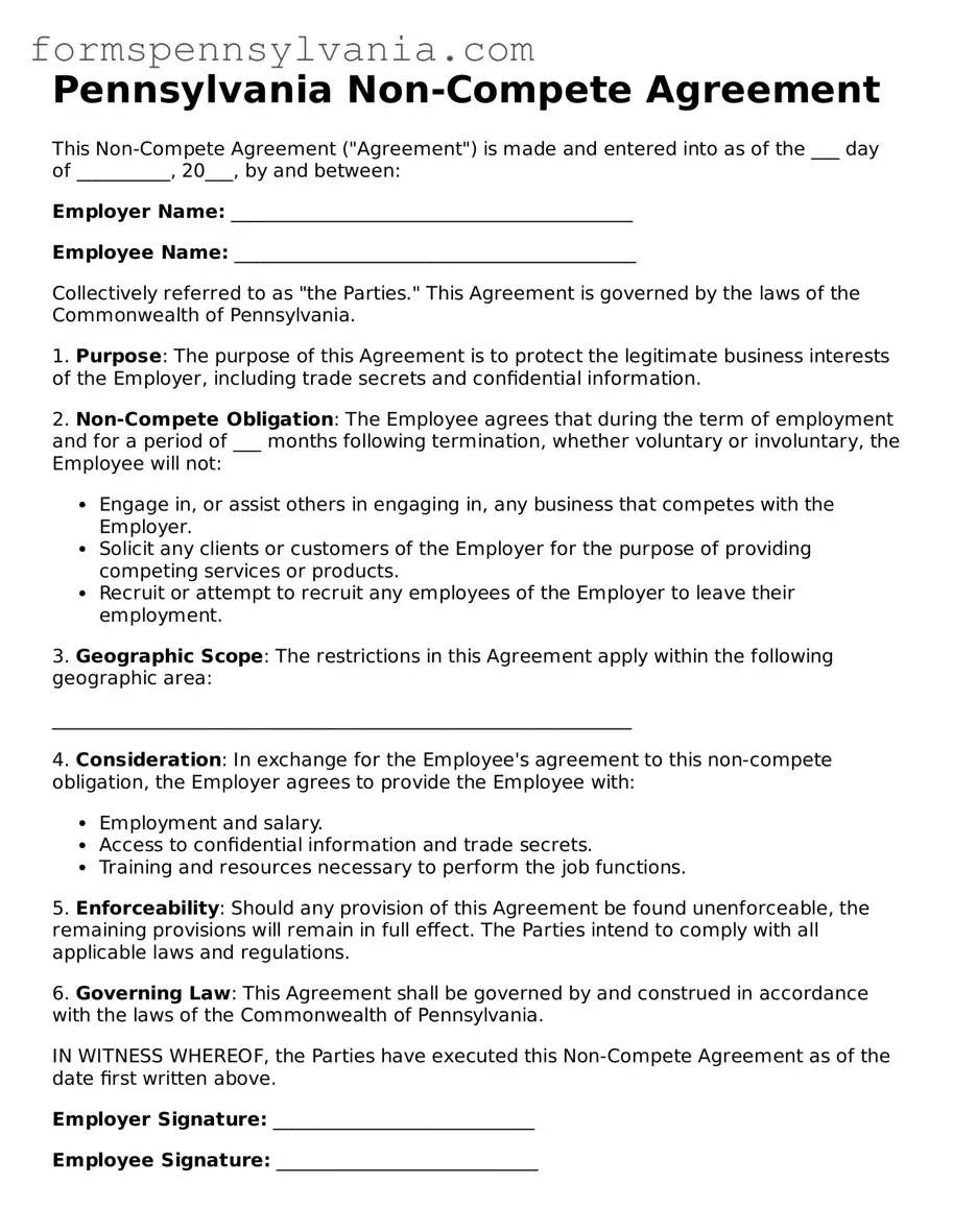 Pennsylvania Non-compete Agreement Forms ️ Printable Template Pennsylvania Non-compete Agreement Forms ️ Printable Template
